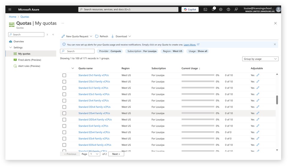 Azure Quotas Licenseverse 