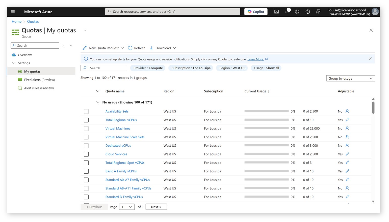 Azure quotas - LicenseVerse