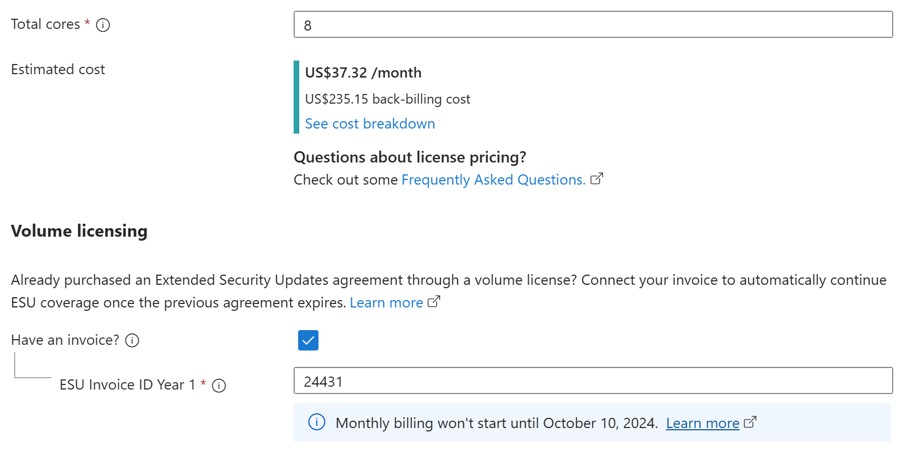 Creating an ESU license (Purchasing ESUs) - LicenseVerse